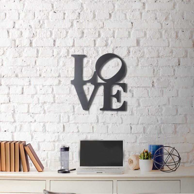 Metal wall art Love Couleur Gris
