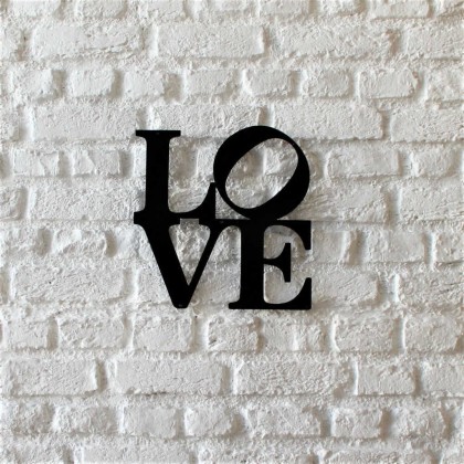 Metal wall art Love Couleur Gris